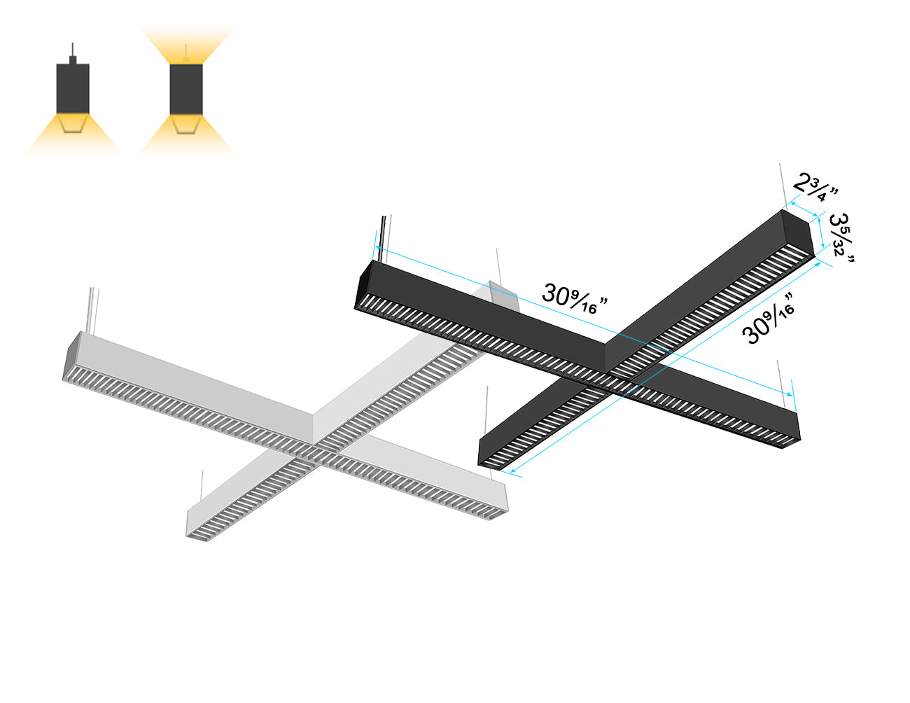 LED Linear Light - L8070 - Louver Lens - X Shape | GL LED US LIGHTING