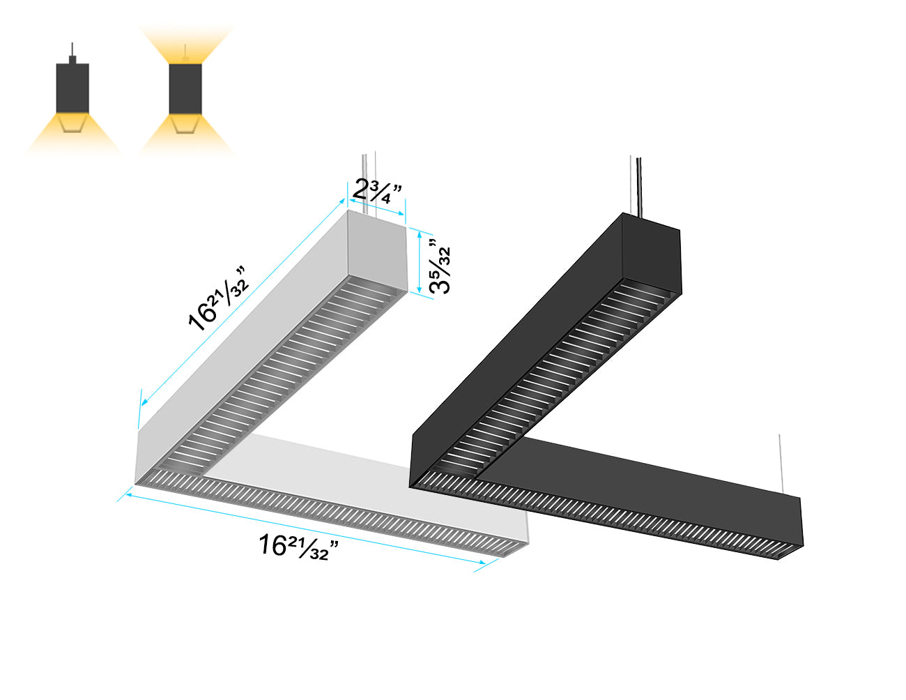 LED Linear Light - L8070 - Louver Lens - L Shape | GL LED US LIGHTING