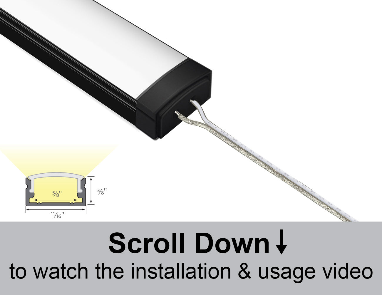 LED Light Connector with Aluminum Channel - SLIM FLAT GLQ 1709 Black C ...