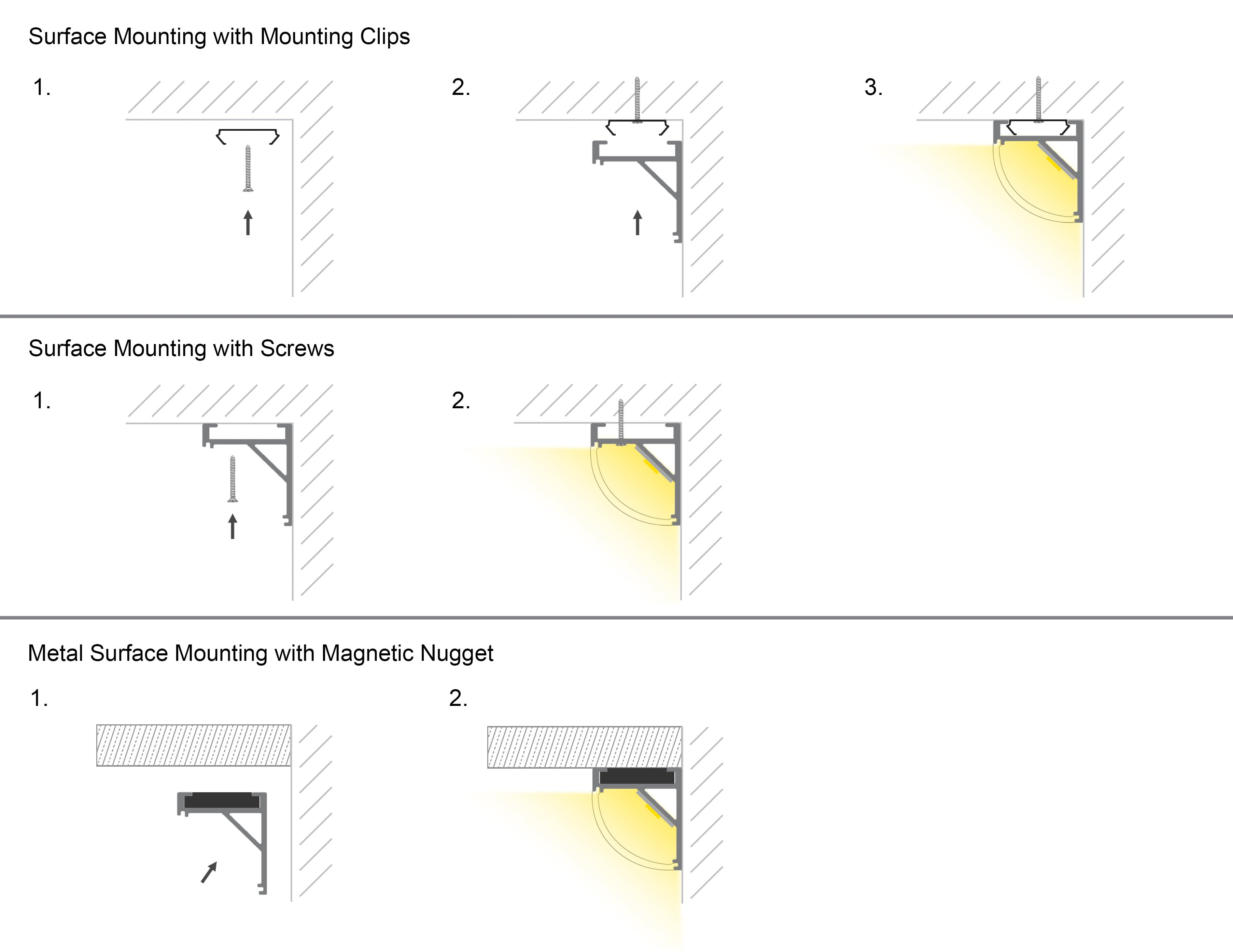ROUND CORNER-S-SL - GLQ 1619 Silver Aluminum Channel + Milky Diffuser ...