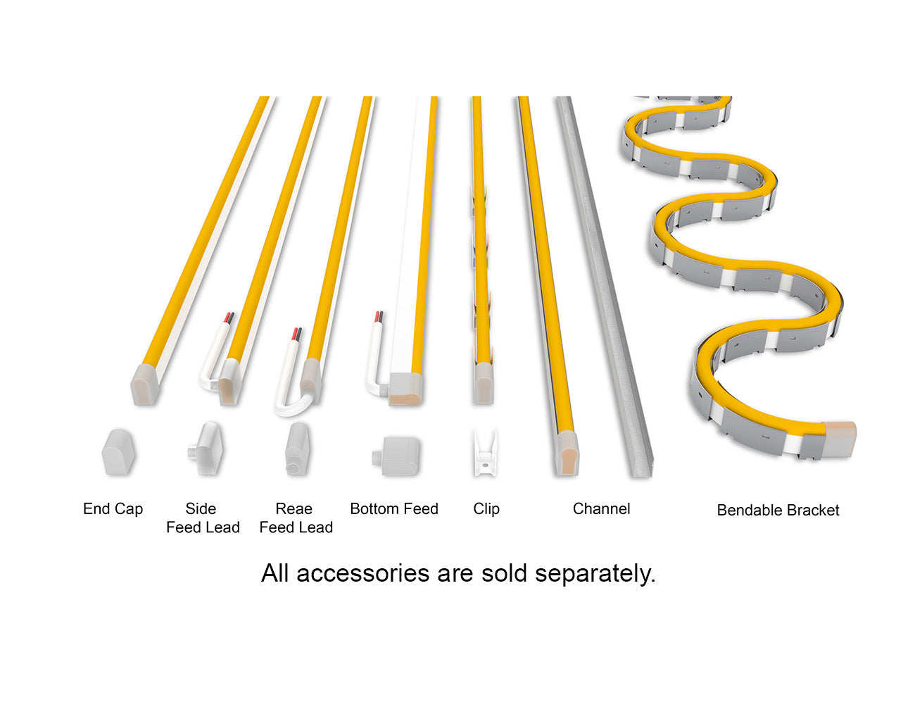 LED Side Bend Neon Light WINT Accessories - Silver Bendable Bracket ...