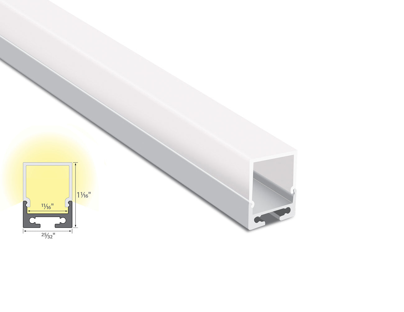 SQUARE DOME - YD 1604 Aluminum Channel + Milky Diffuser - 94" | GL LED ...